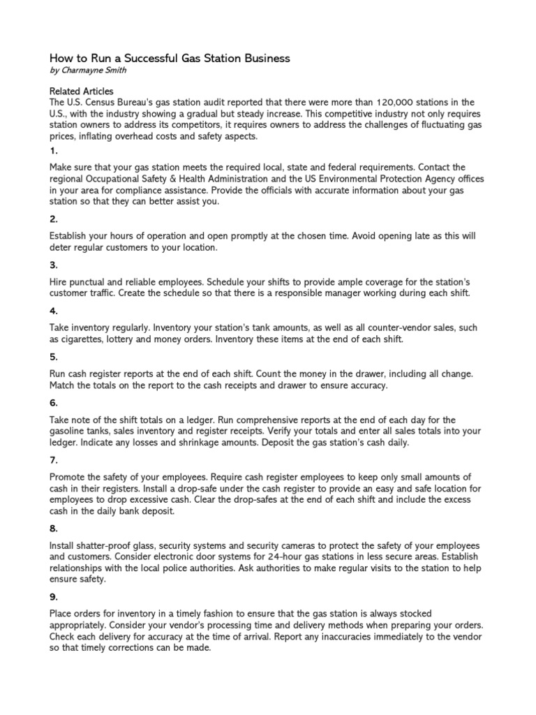 How To Run A Successful Gas Station Business | PDF | Inventory ...