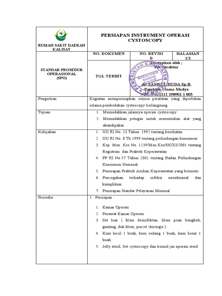 Persiapan Instrument Operasi Cystos | PDF