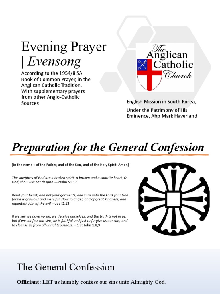 An Evening Prayer Service According to the Anglican Catholic Tradition ...