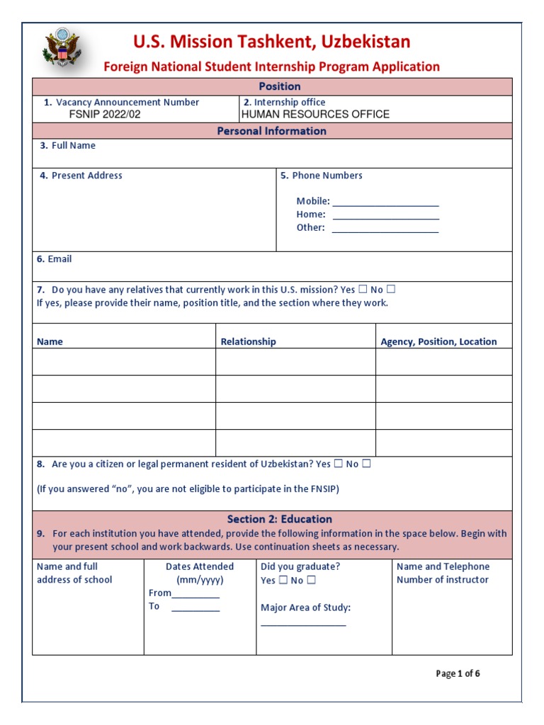 Application FNS Internship HRO | PDF | Internship | Job Hunting