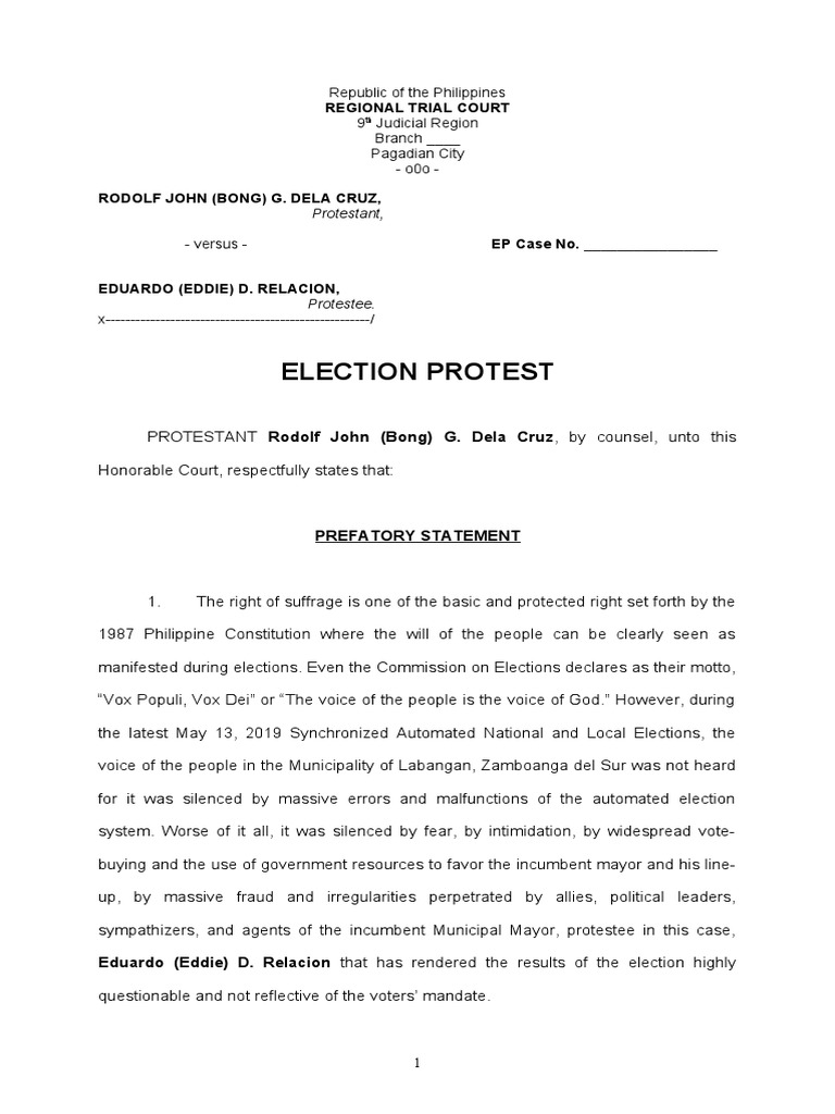 Election Protest Petition | PDF | Electoral Fraud | Elections