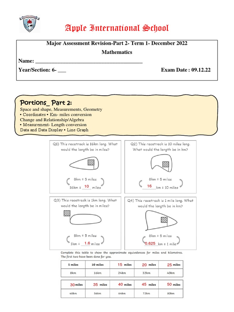 Yr6 - Math - MA1 - Revision-Term 1-Part 2 | PDF | Science | Geometry