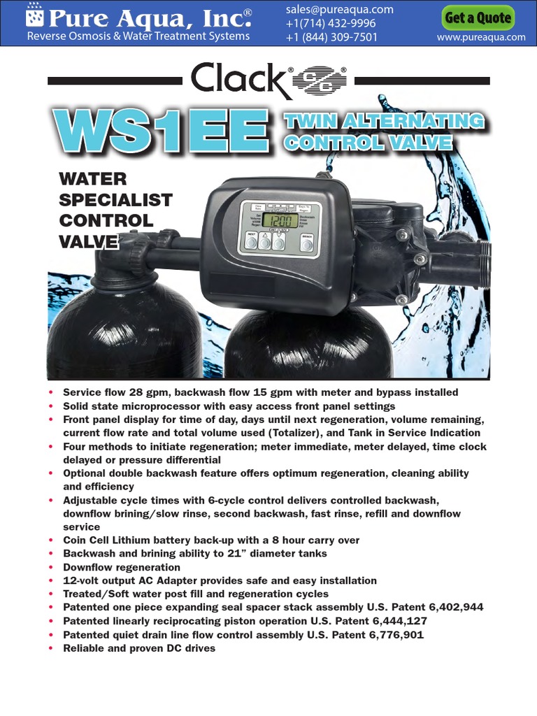Clack Ws1ee Twin Control Valve | PDF | Alternating Current | Flow ...