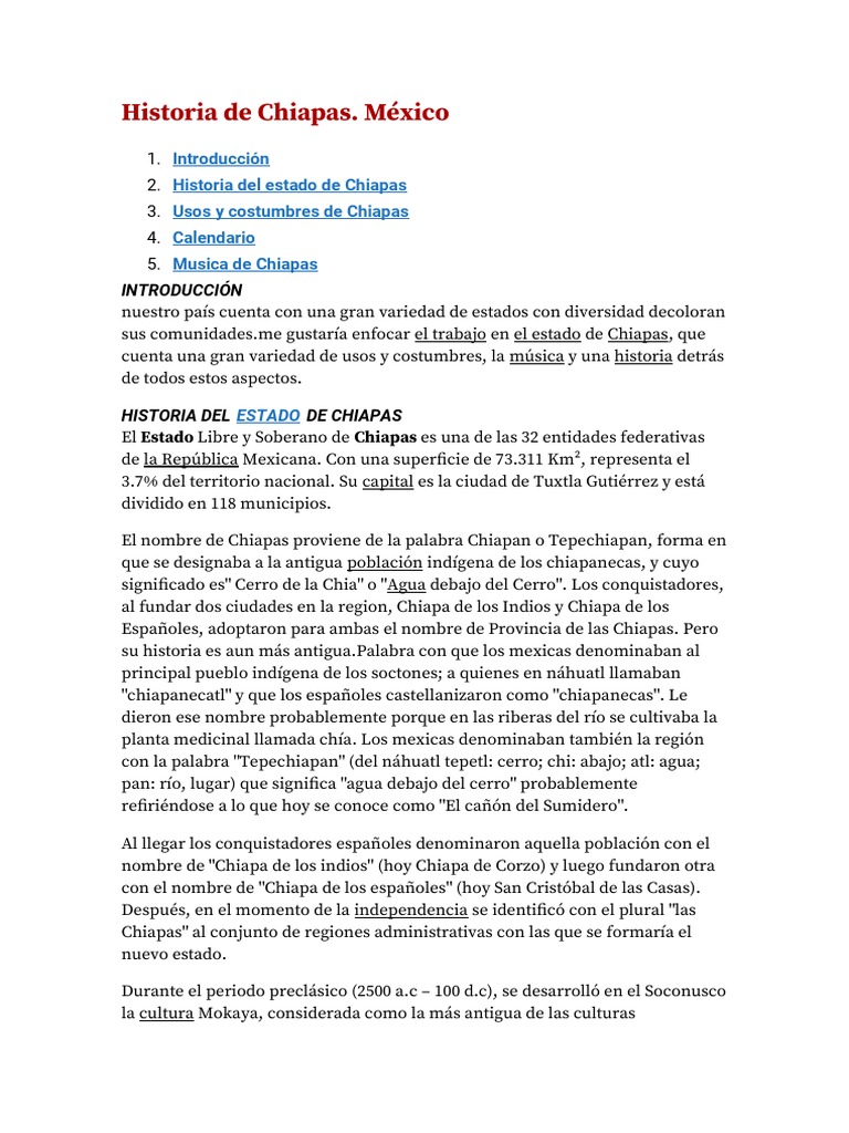 Historia de Chiapas | PDF | Chiapas | México