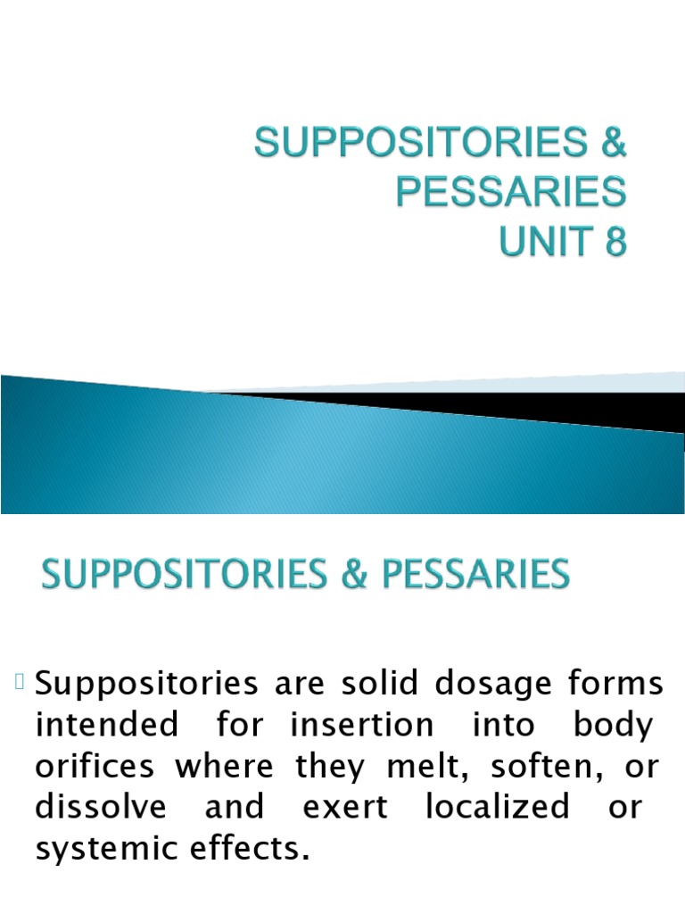 Types and Uses of Suppositories | PDF | Polyethylene Glycol | Chemistry