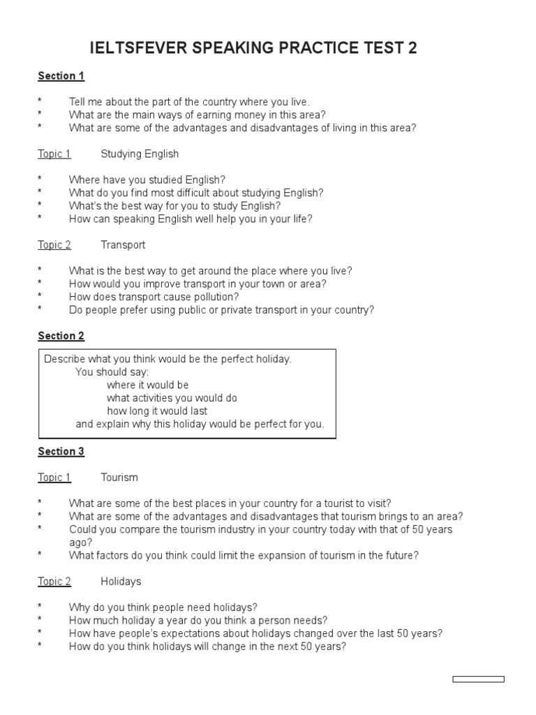 Ieltsfever Speaking Practice Test 2 PDF | PDF Ieltsfever Speaking Practice Test 2 PDF | PDF