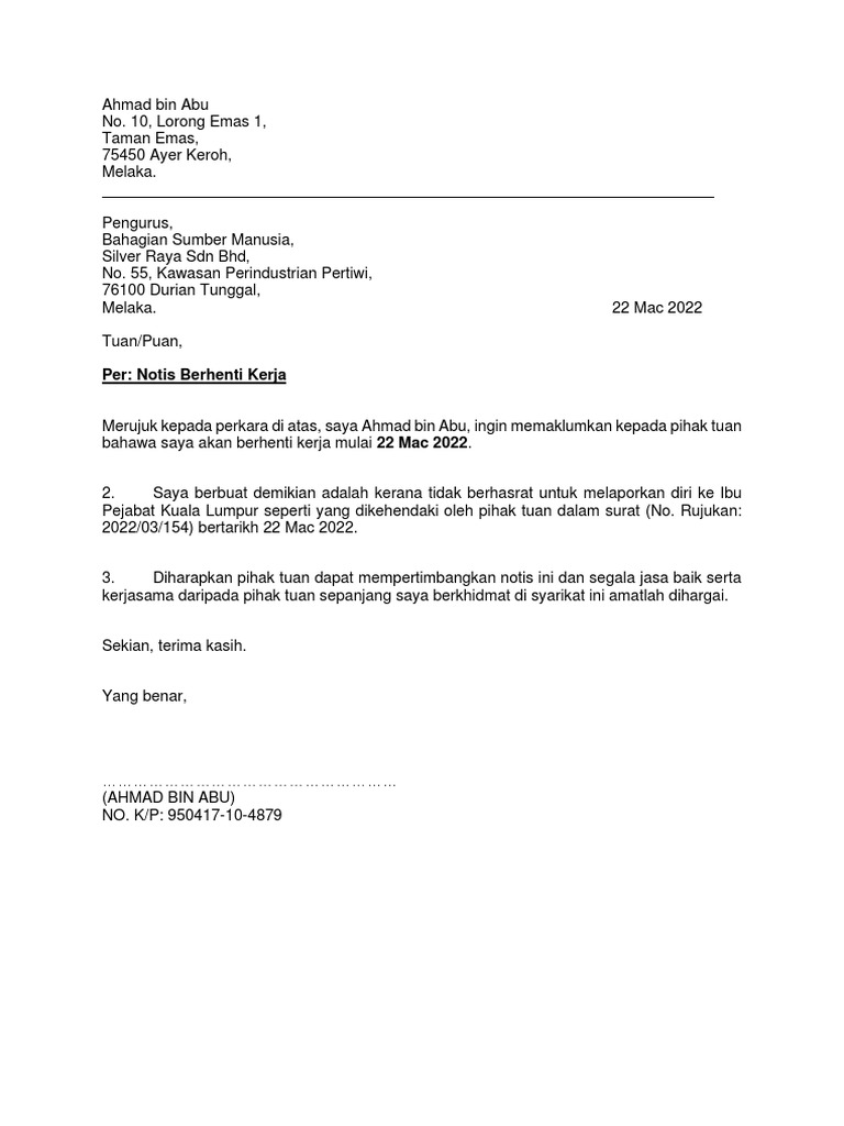 Template Surat Resign | PDF