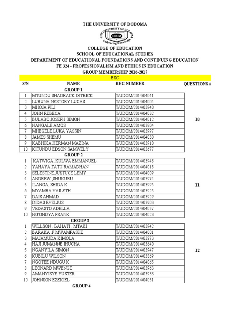 Fe 324 Groups Question Allocation 2017 | PDF