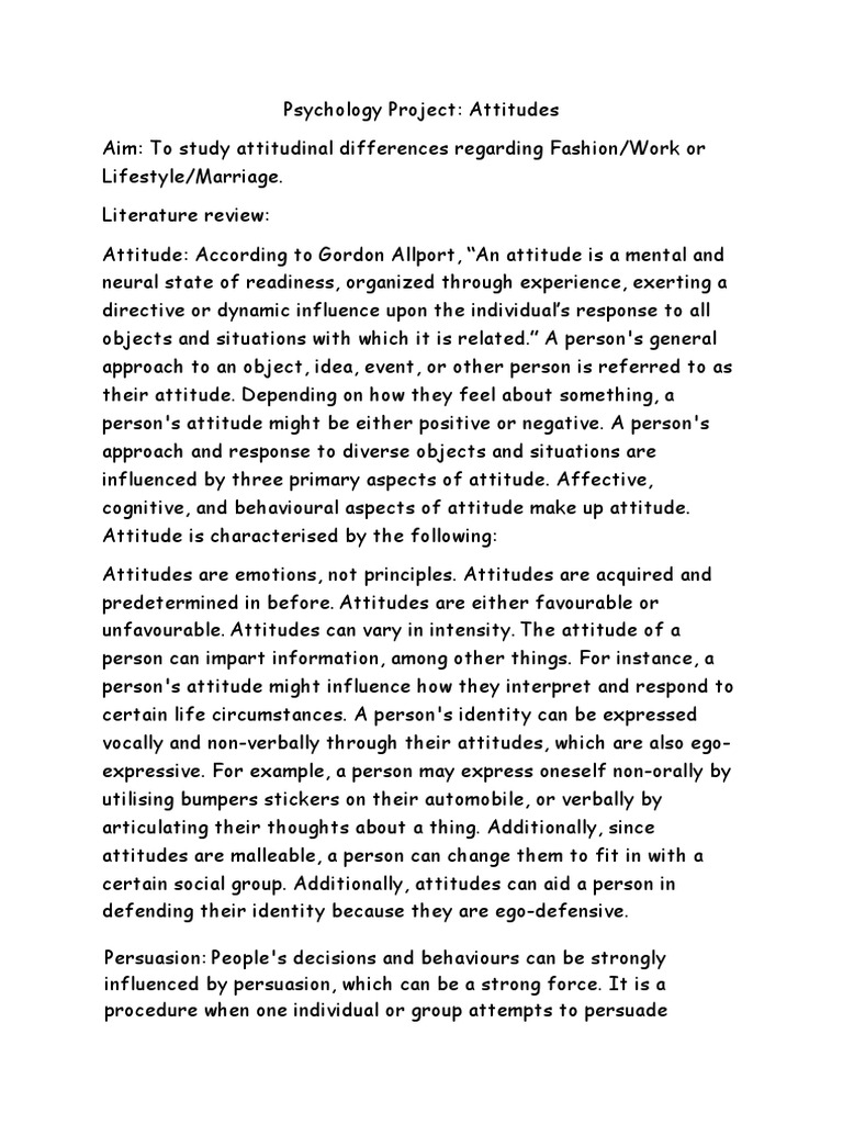 Psychology Project | PDF | Attitude (Psychology) | Prejudices