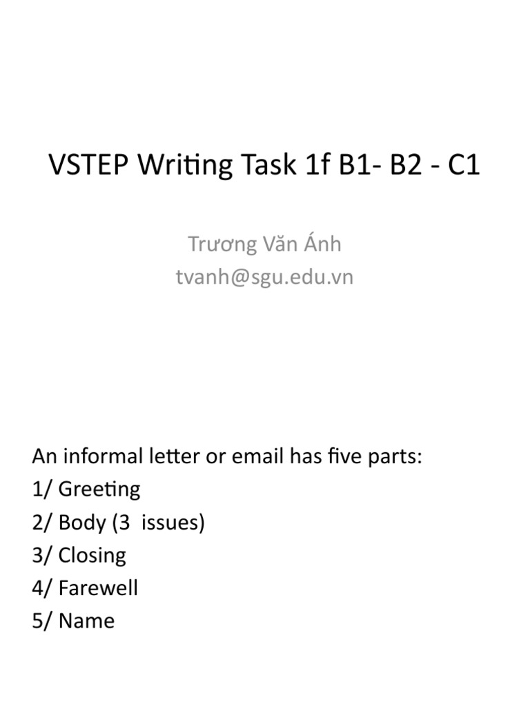 VSTEP Writing Task Guide B1-B2-C1 | PDF