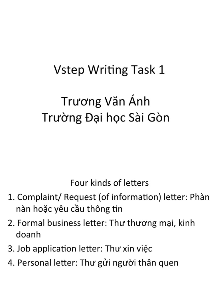 Vstep Writing Task 1 | PDF | English Language