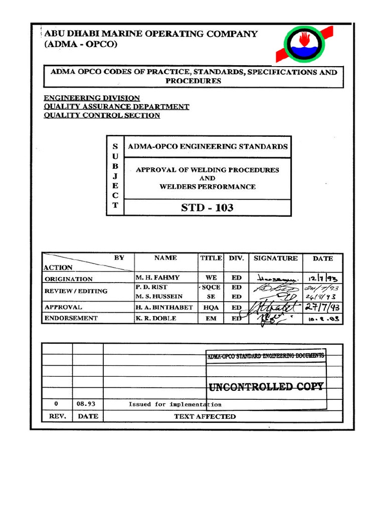 Welding Procedure and Qualification Requirements for ADMA-OPCO Projects ...