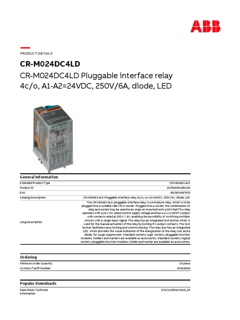 CR-M024DC4LD Interface Relay Overview | PDF | Relay | Ac Power Plugs ...