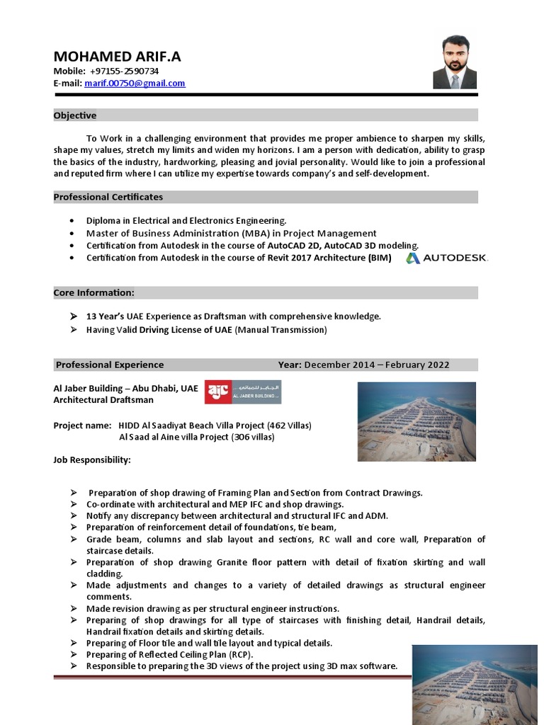 Arif-Cv Draftsman | PDF | Technical Drawing | Design
