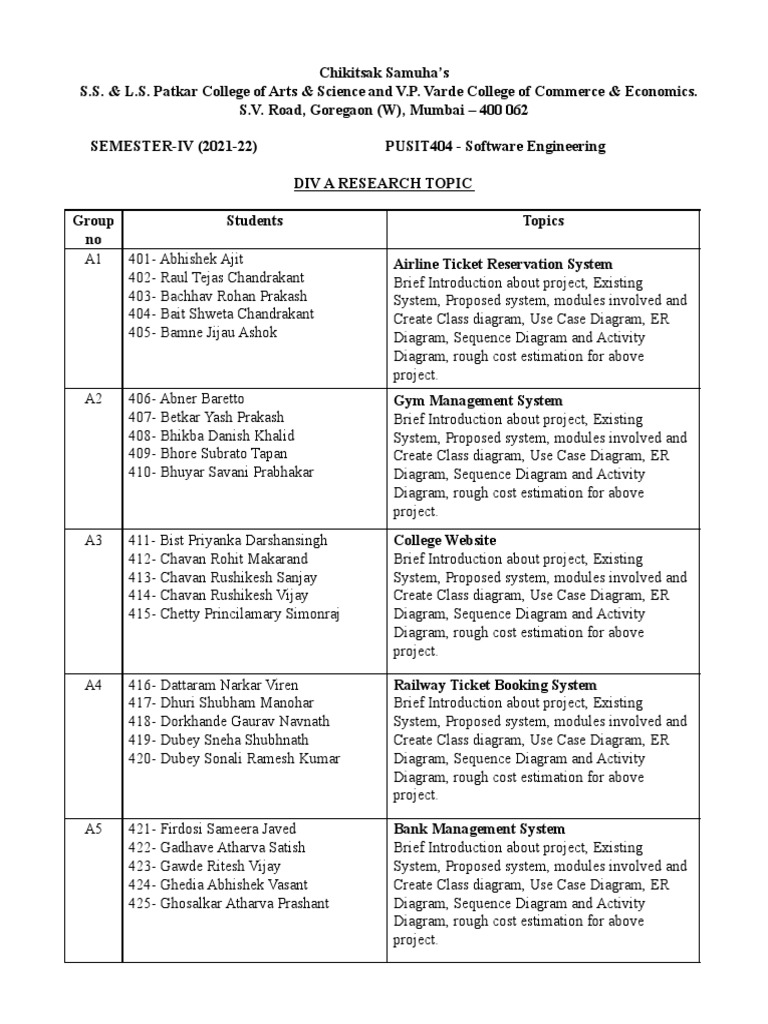 Software Engineering - Research Presentation Topics | PDF