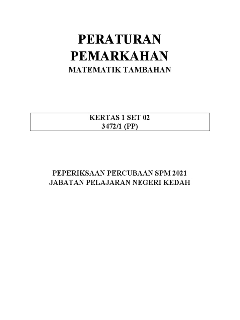 Skema Trial Addmath Kedah K1 Set 2 | PDF