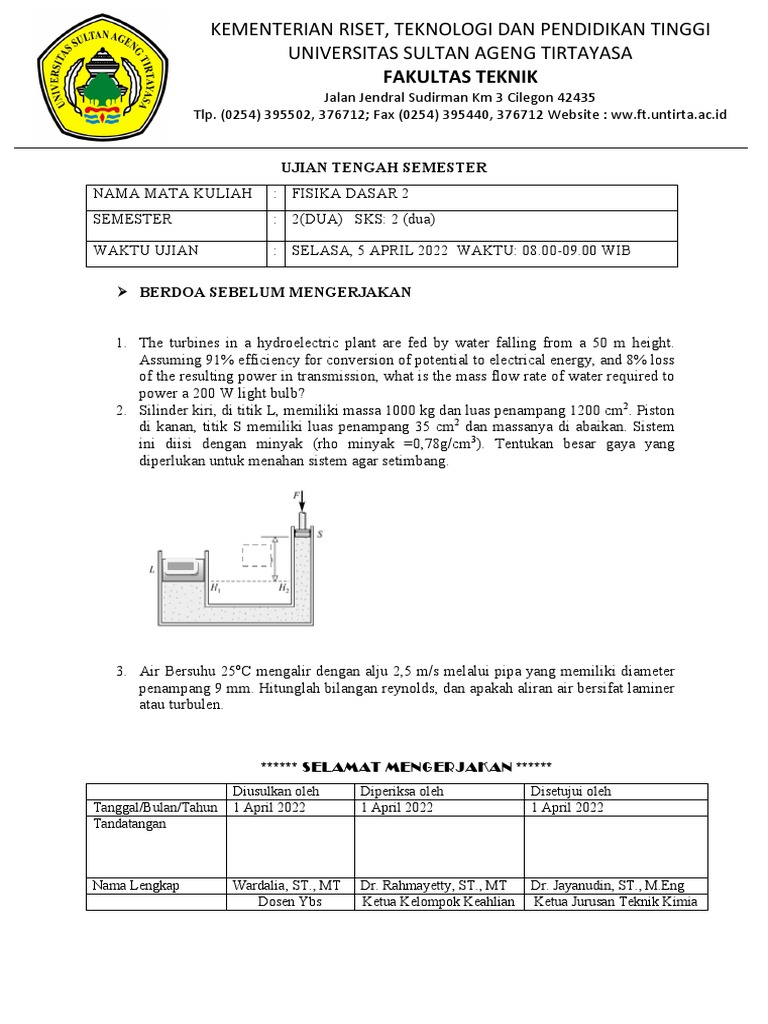 Soal UTS Fisika Dasar 2 2022 | PDF