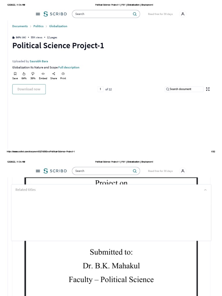 Political Science Project-1 - PDF - Globalization - Employment | PDF ...