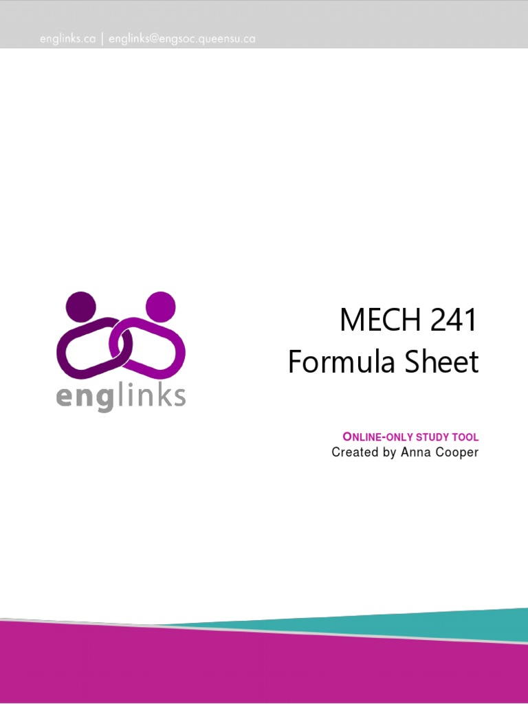 MECH 240 Formula Guide | PDF | Fluid Dynamics | Navier–Stokes Equations