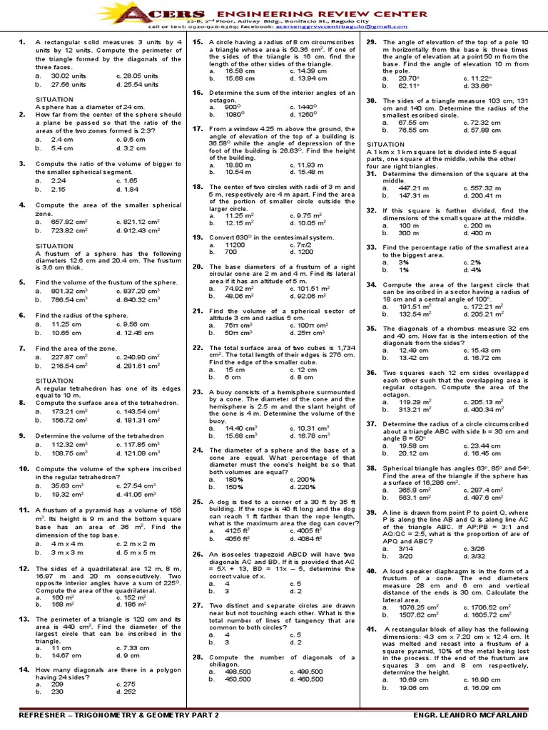 Math Refresher 2 | PDF | Sphere | Triangle