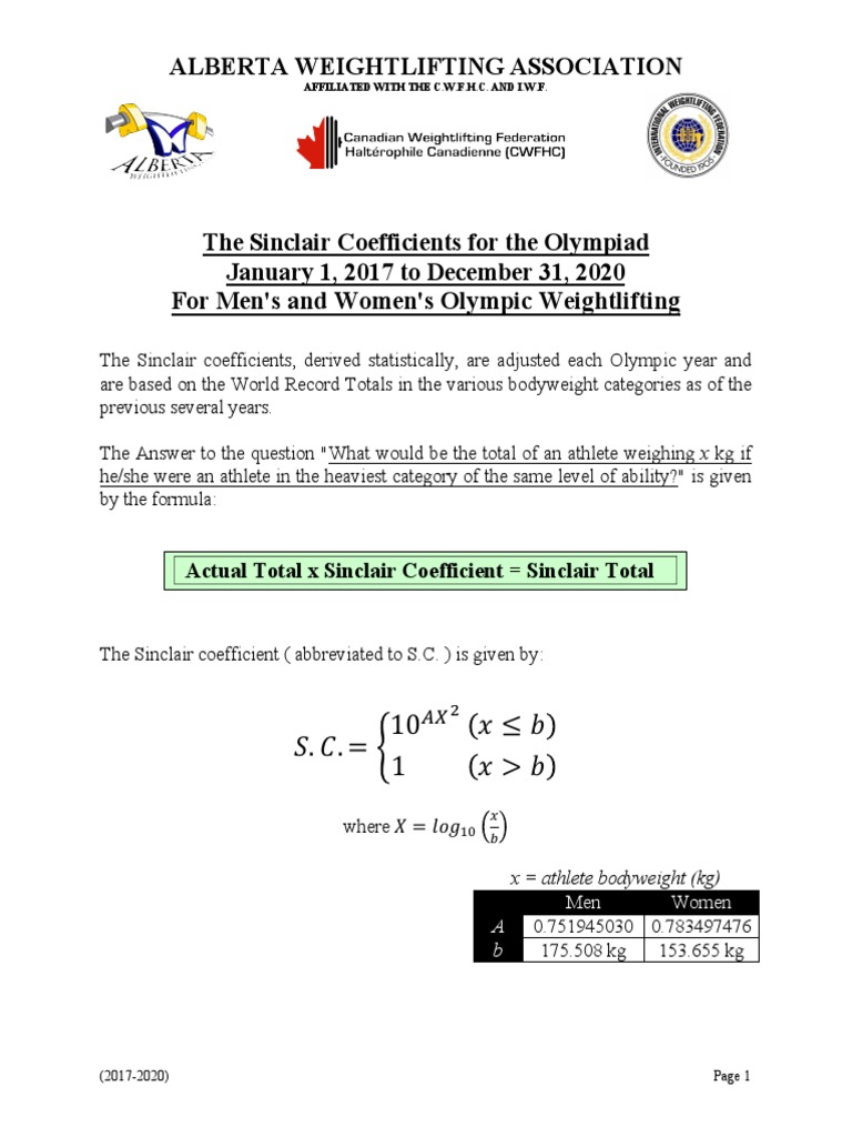 Sinclair Coefficients 2017 | PDF | Mathematics