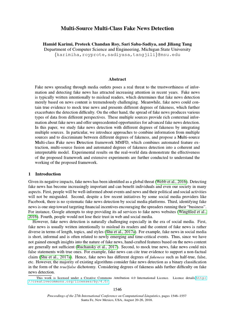 Multi-Source Multi-Class Fake News Detection | PDF | News | Applied ...
