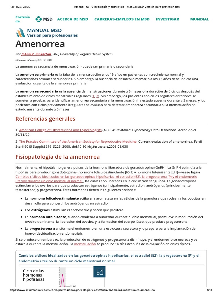 Amenorrea - Ginecología y Obstetricia - Manual MSD Versión para ...