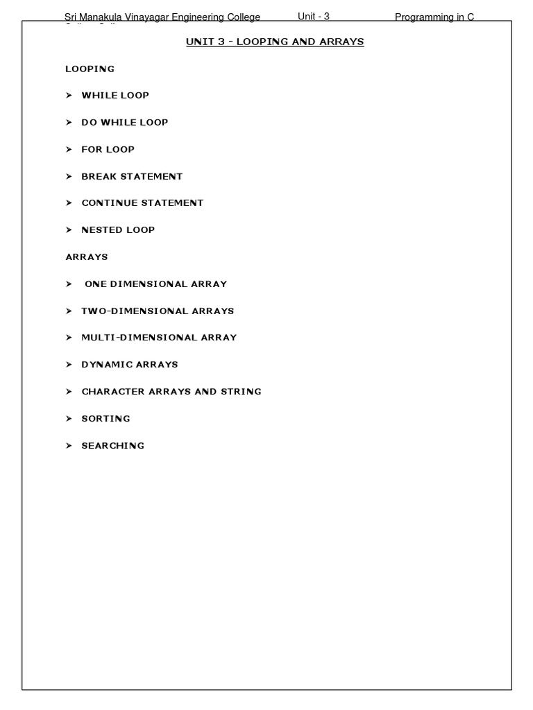 Pc Unit 3 Pdf Pointer Computer Programming Array Data Structure