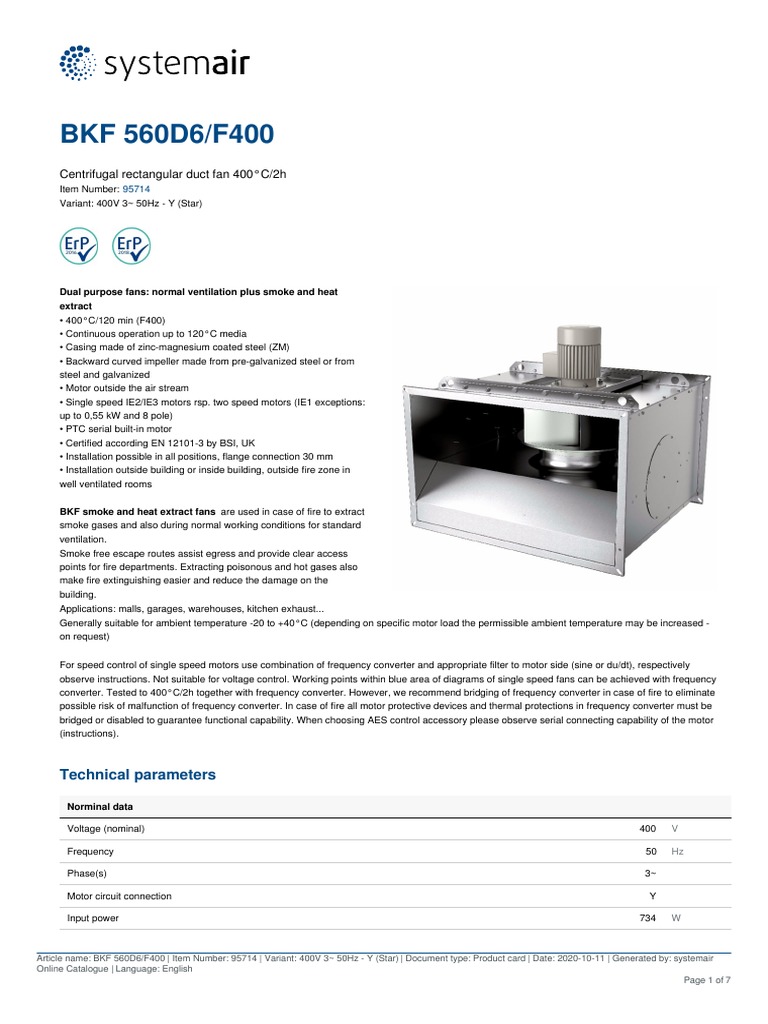 6.0 Systemair BKF 560d6 F400-Ext 03 | PDF | Alternating Current | Electrical Engineering