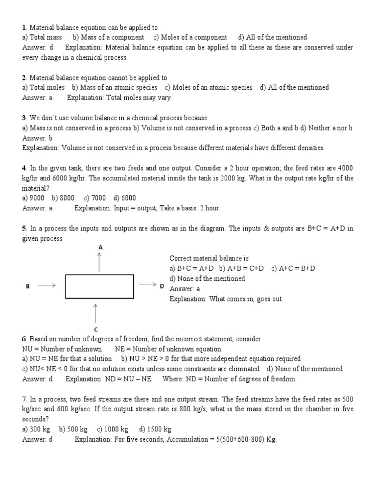 Material balance | PDF | Physical Sciences | Chemistry
