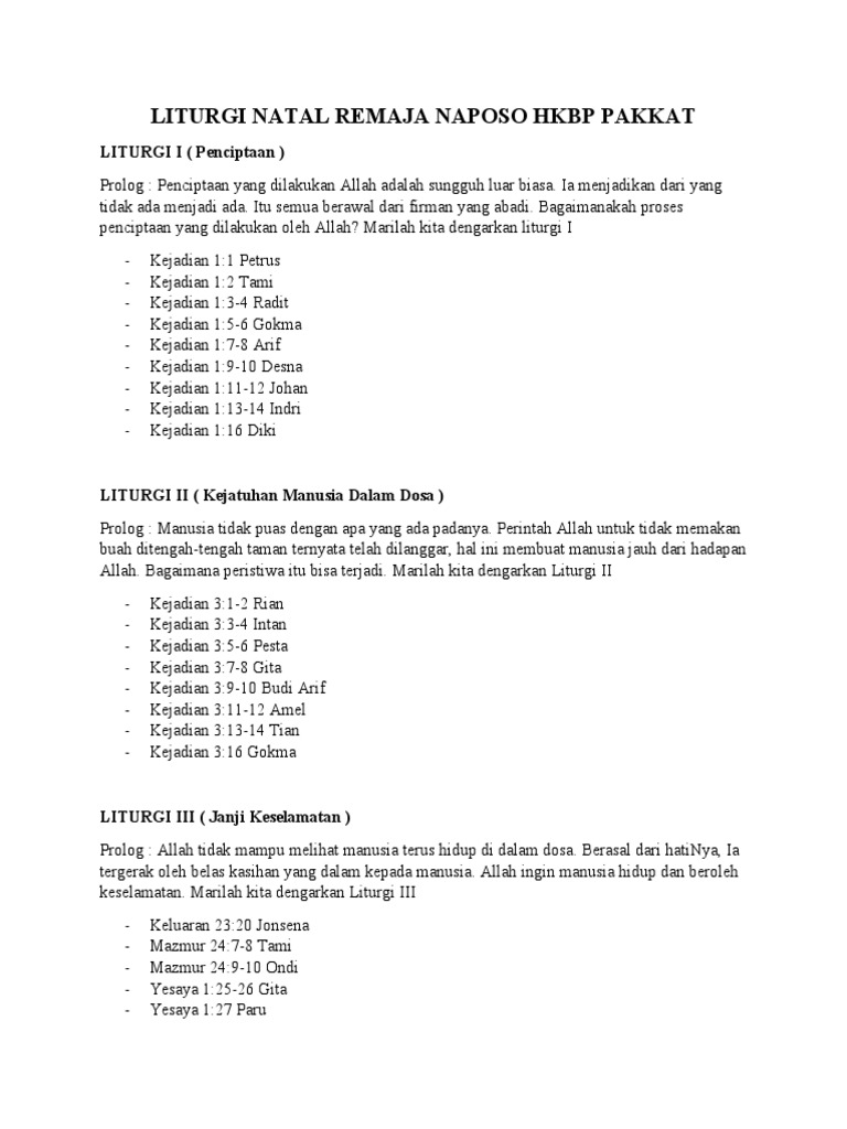 Liturgi Naposo Pakkat | PDF