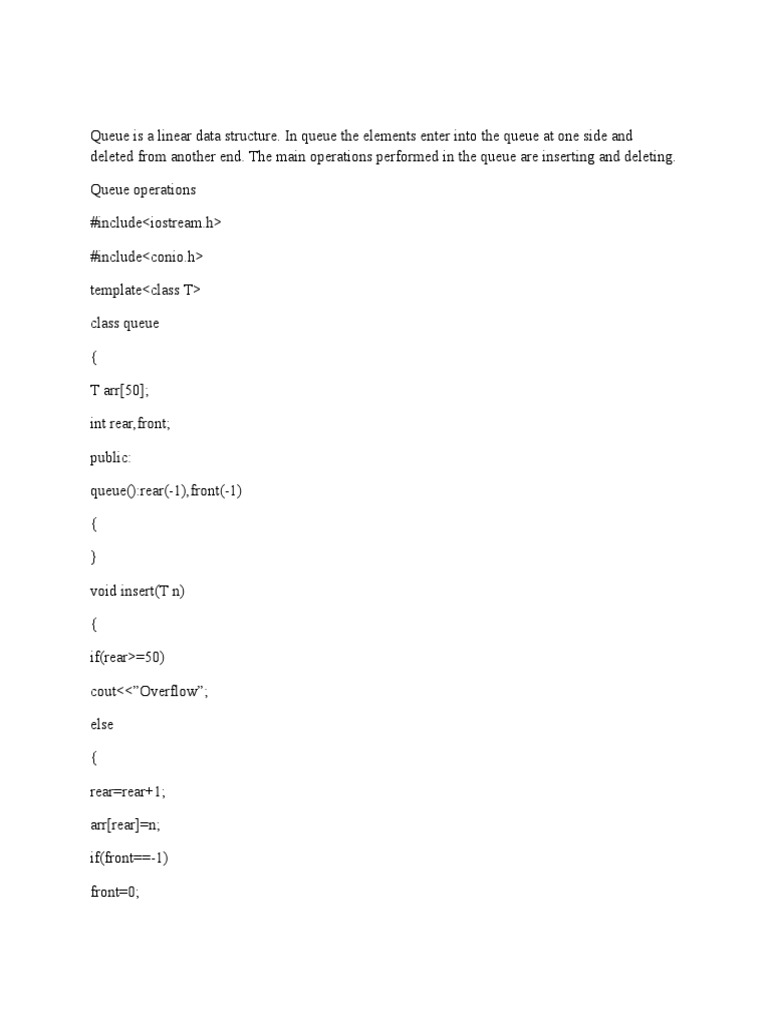 1 Linear Queue Program | PDF