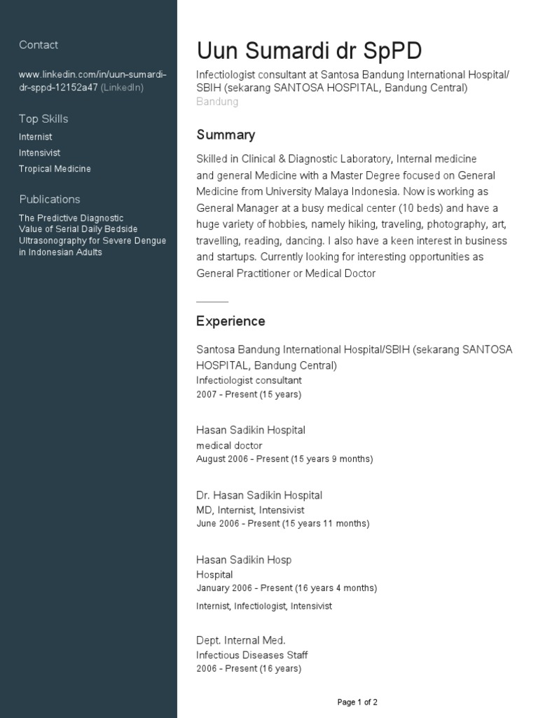 CV DR - Uun Sumardi, SP - PD K-PTI, FINASIM, KIC | PDF | Internal Medicine | Social Programs