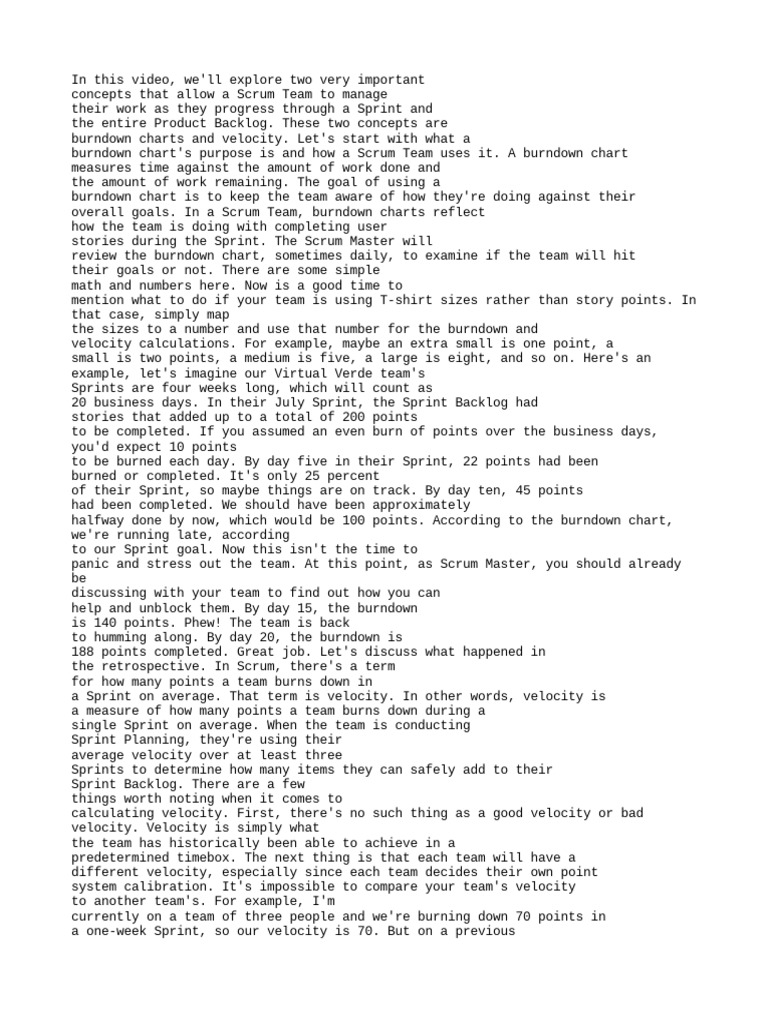 Velocity and Burndown Charts | PDF | Scrum (Software Development)