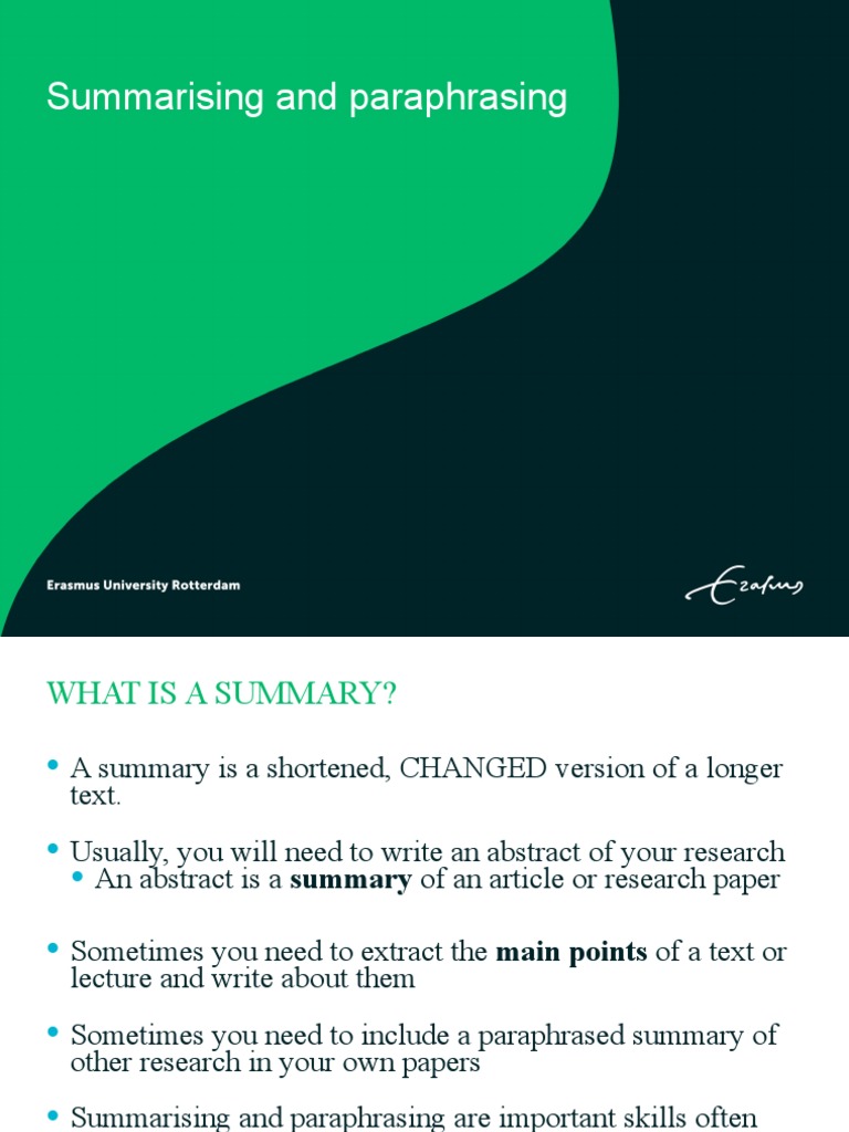 Summarising and Paraphrasing | PDF | Noun | Verb