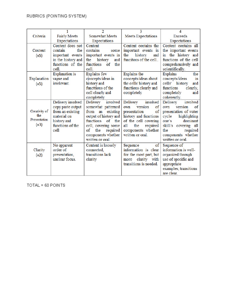 Rubrics (Pointing System) | PDF