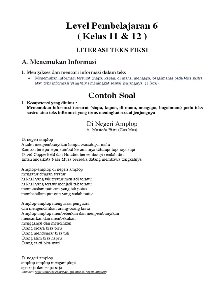 Level Pembelajaran 6 AKM | PDF