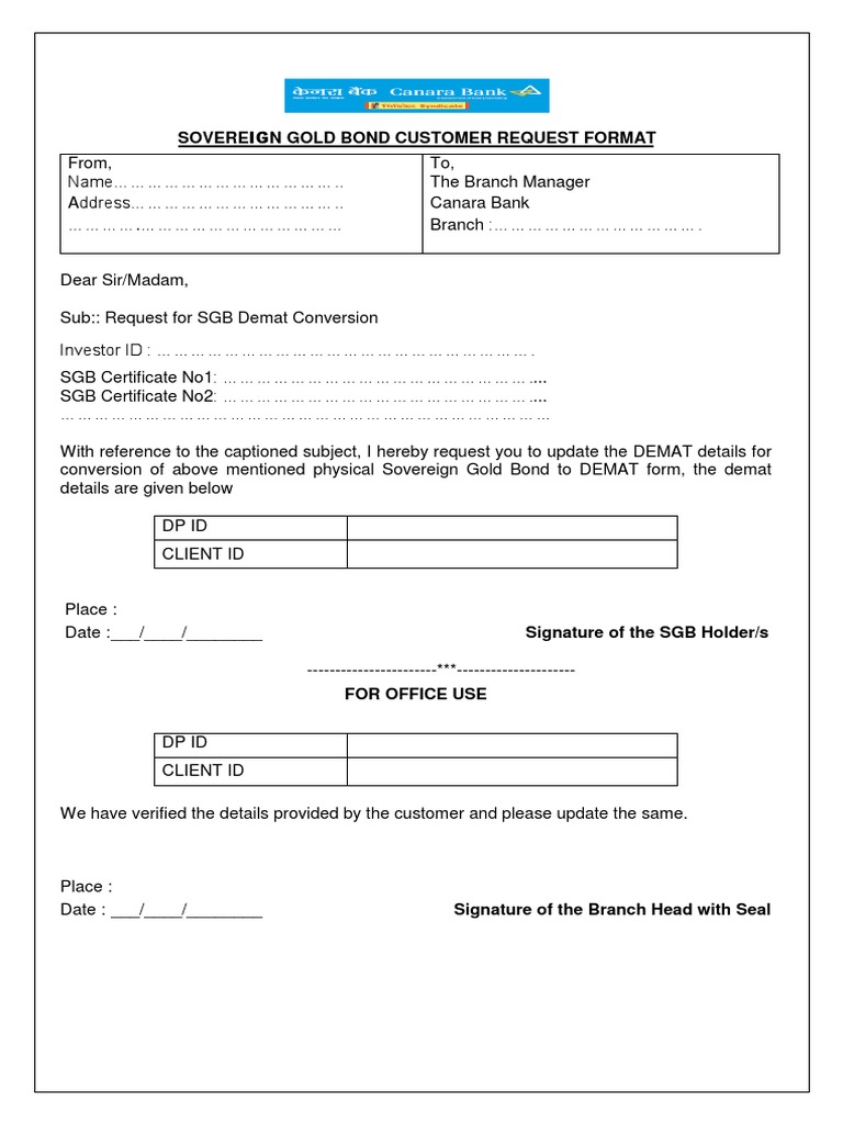 05-SGB DEMAT Conversion Request Form | PDF