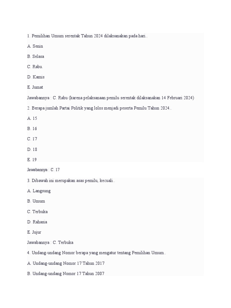 25 Bocoran Soal Seleksi PPS Pemilu 2024 | PDF