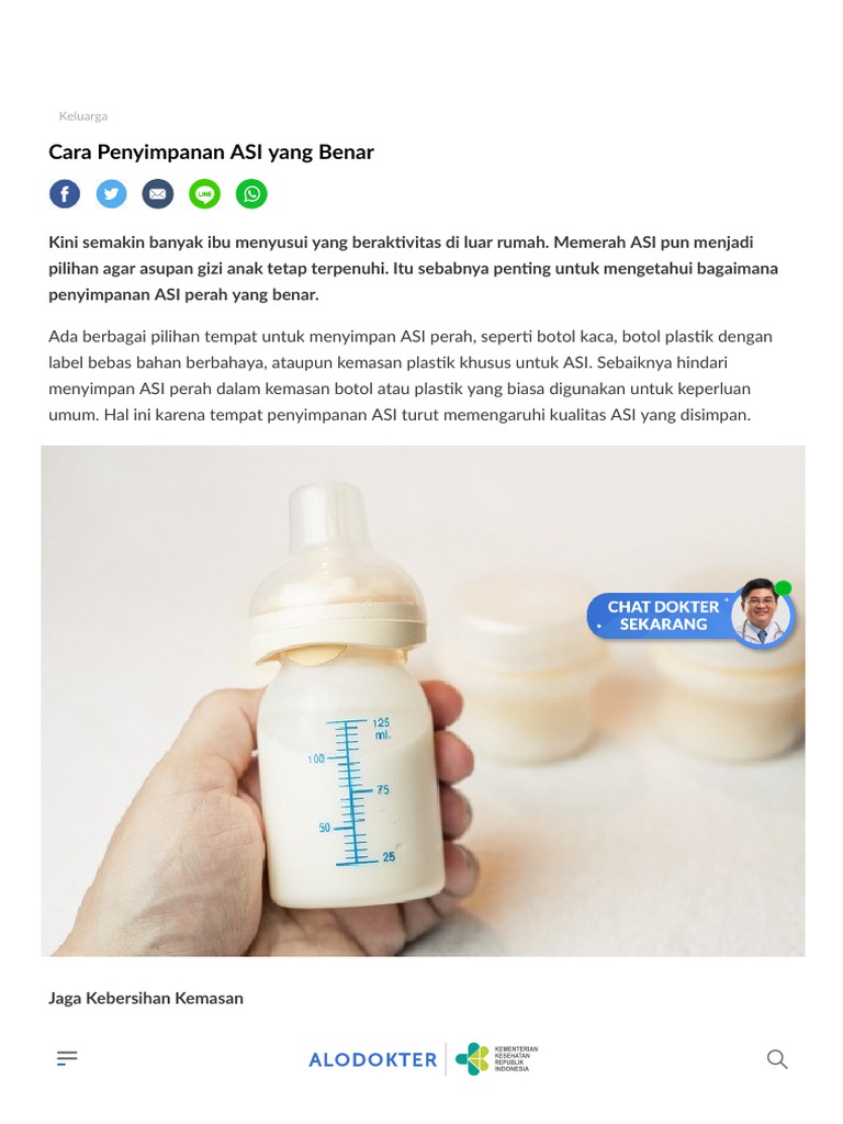Cara Penyimpanan ASI Yang Benar - Alodokter | PDF