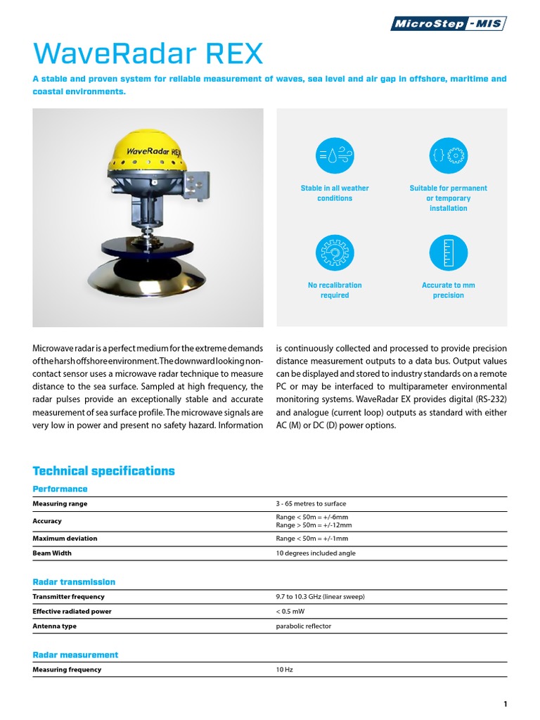WaveRadar REX - Product Sheet | PDF | Radar | Microwave