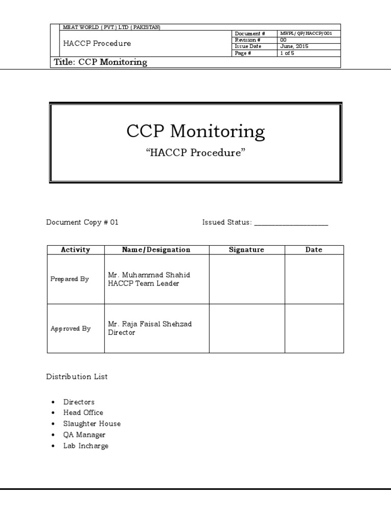 CCP Monitoring | PDF | Safety