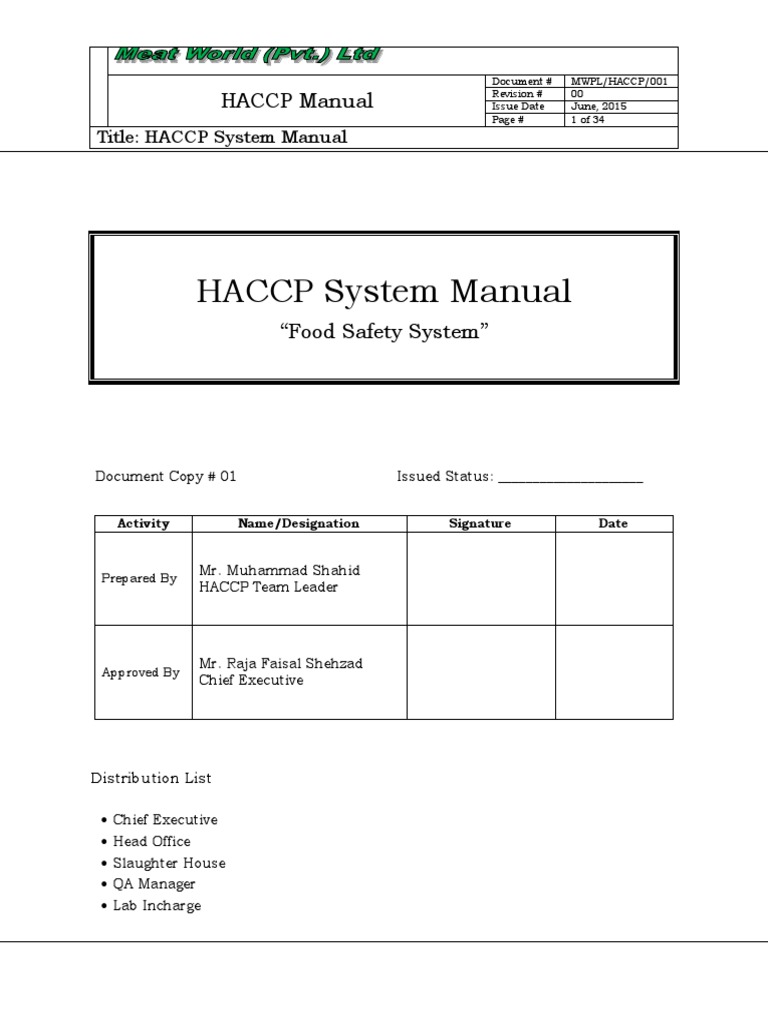 1-HACCP Manual | Download Free PDF | Hazard Analysis And Critical ...