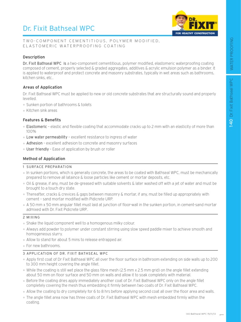 Dr. Fixit Bathseal WPC Application Guide | PDF