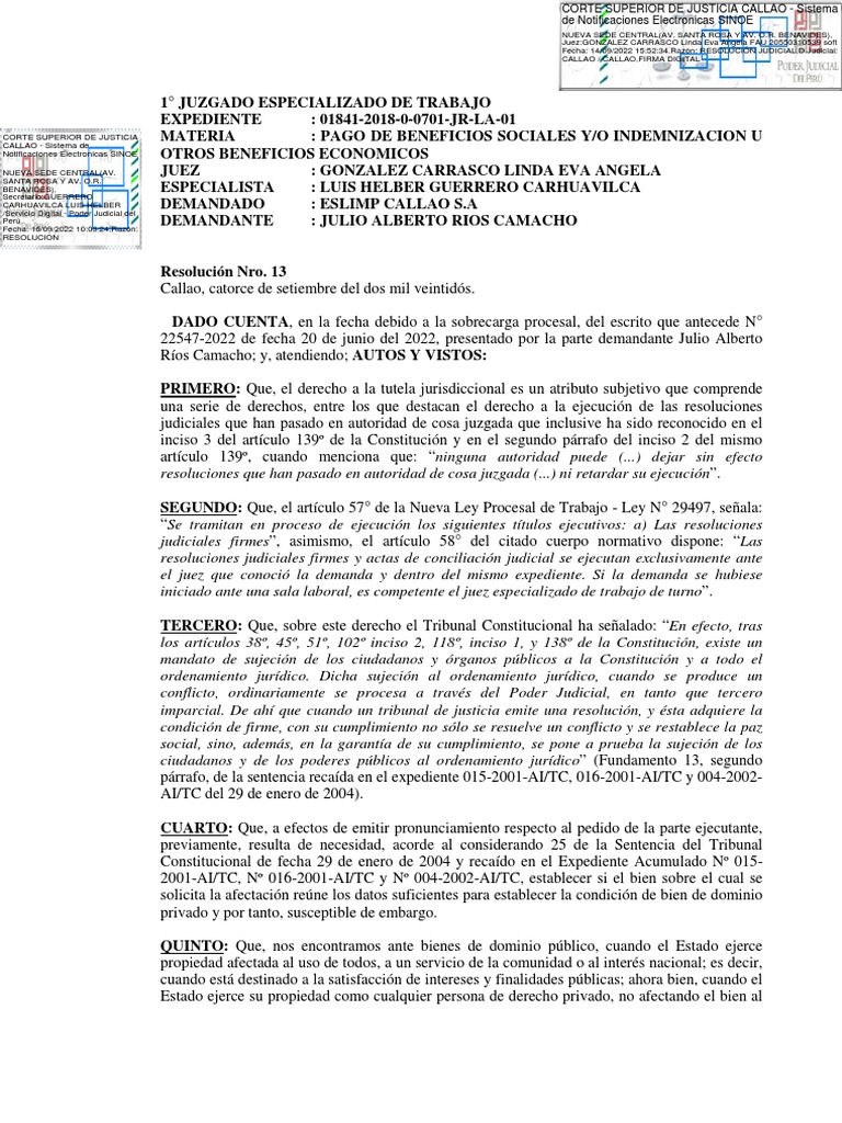 Auto de Embargo - Alberto Rios | PDF | Ley procesal | Sentencia (ley)