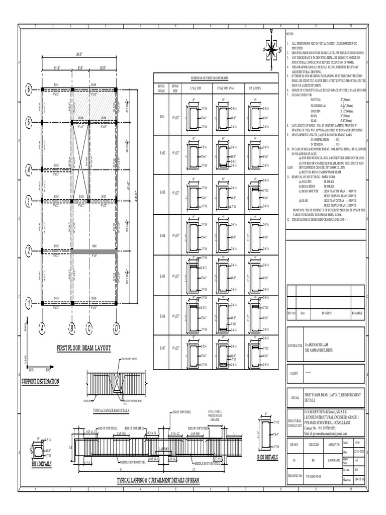 Yb21080 Er - Arunachalam St04-Floor Beam Details Structural Drawing ...