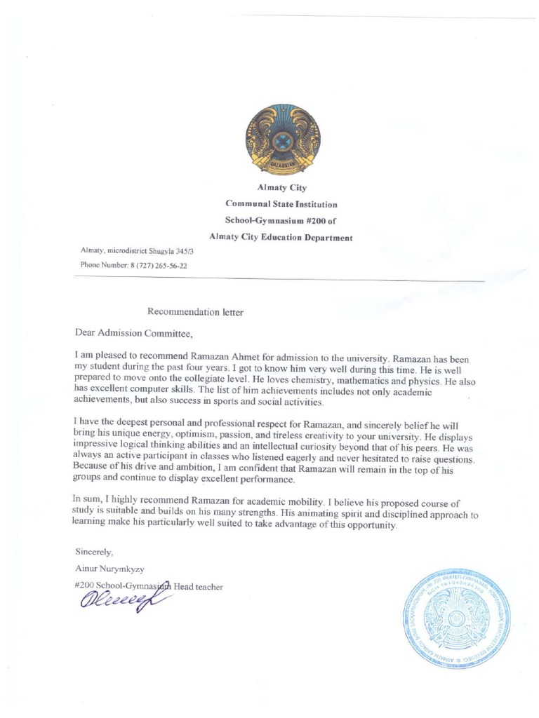 Recommedation Letter | PDF