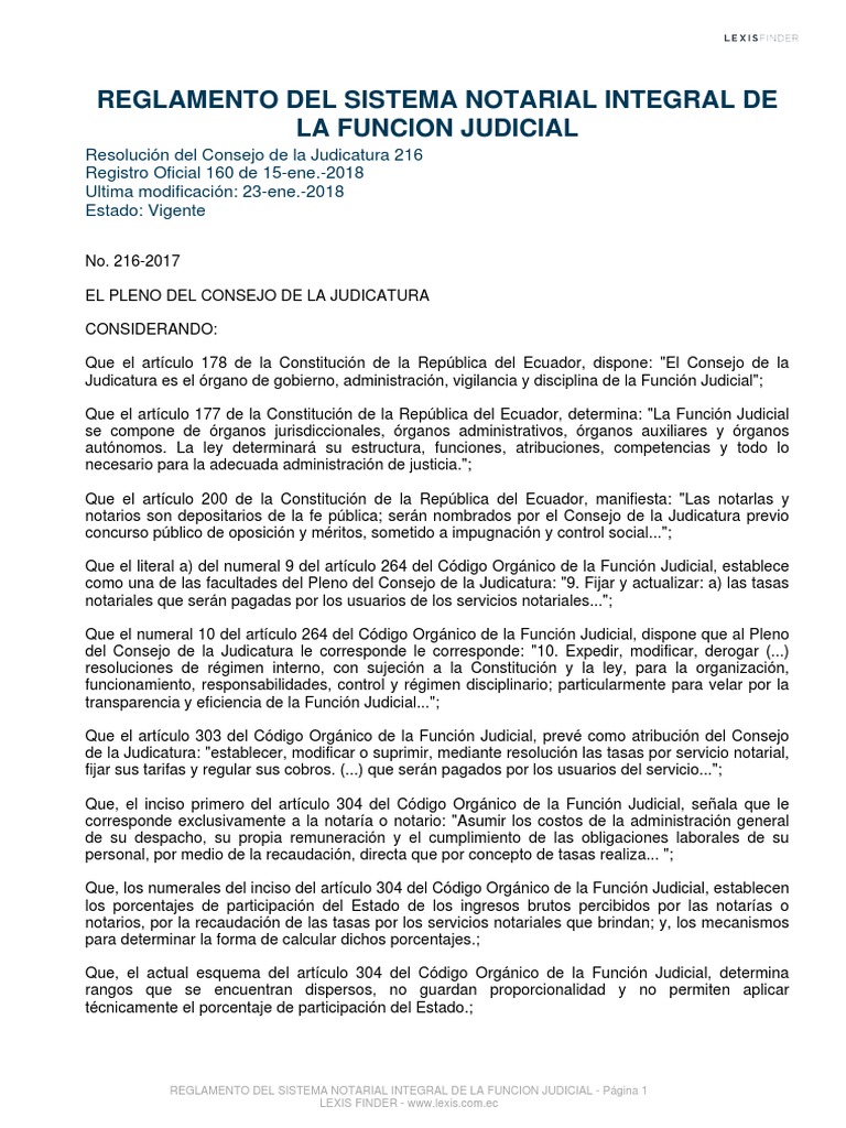 Reglamento del Sistema Notarial Ecuador | PDF | Transferencia bancaria ...