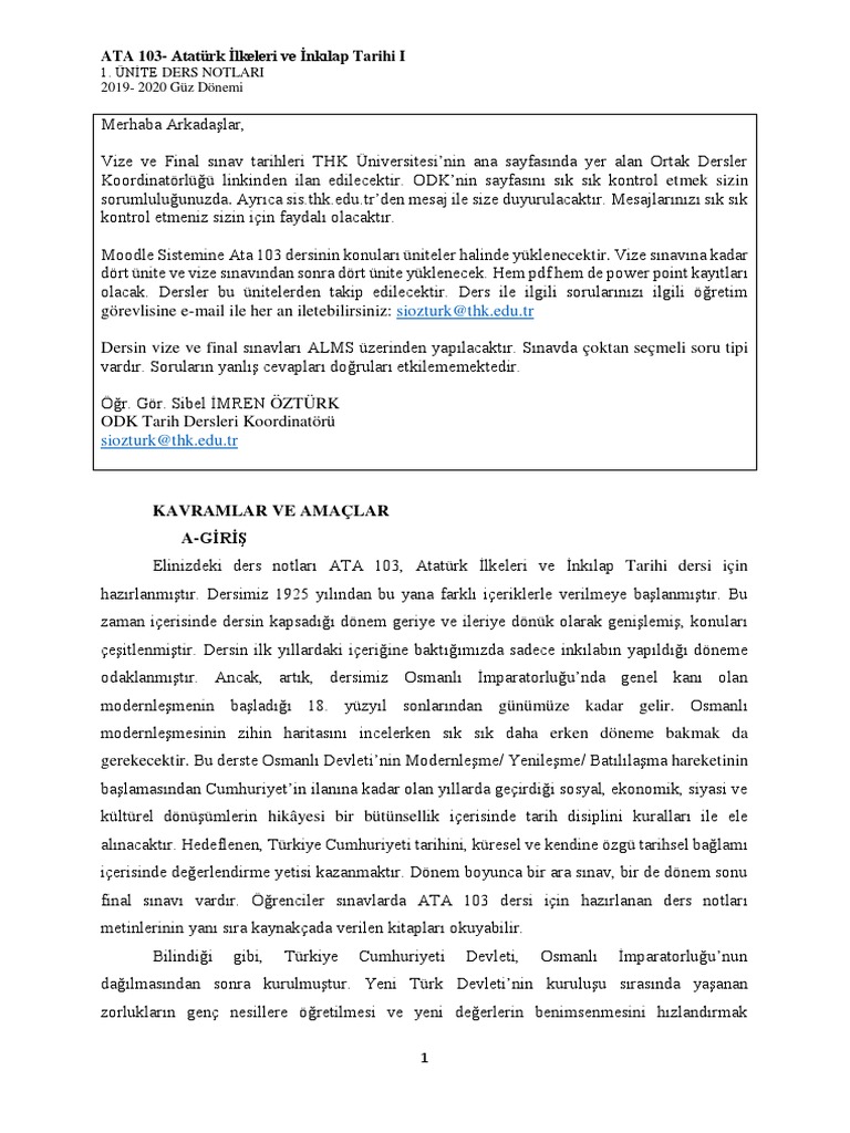ATA 103 1. ÜNİTE | PDF