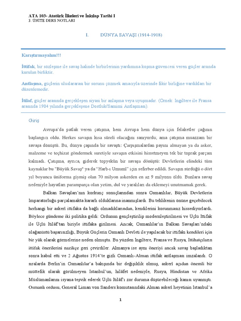 ATA 103 3. ÜNİTE | PDF